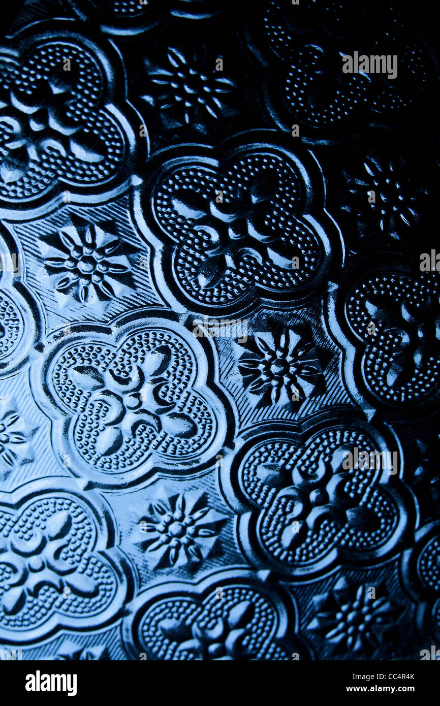 Blue Glass or stained glass regal old antique style pattern,rich colour ...