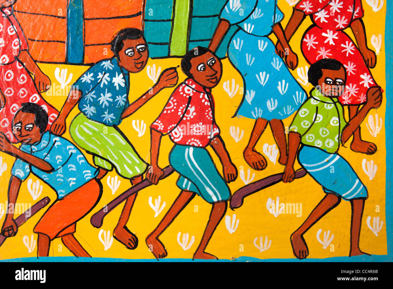 Colourful colorful tribal painting art of happy people every day life ...