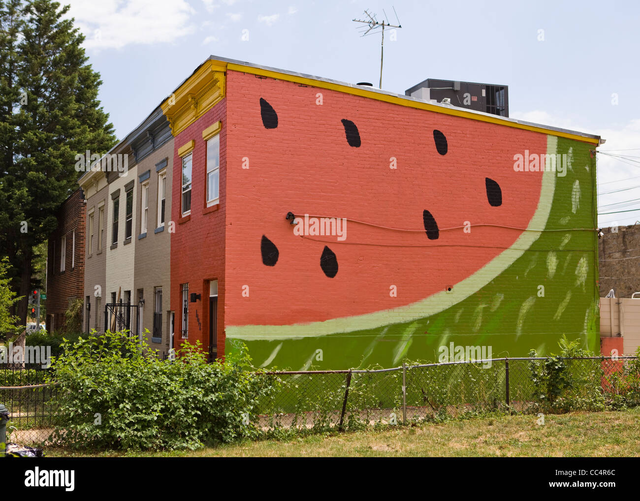 A house painted as a watermelon Stock Photo - Alamy