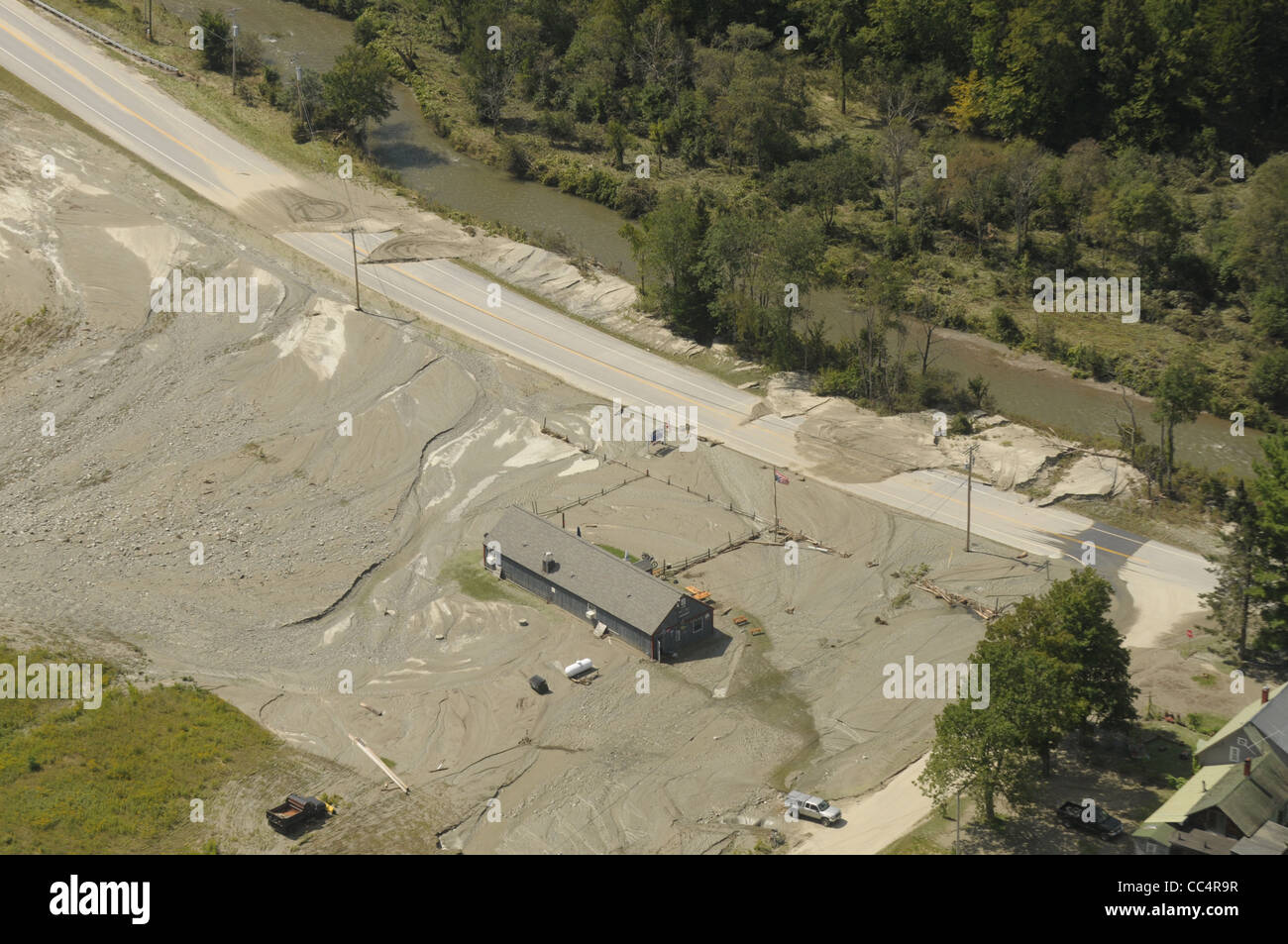 A damaged house which was destroyed by tropical storm Irene which hit ...