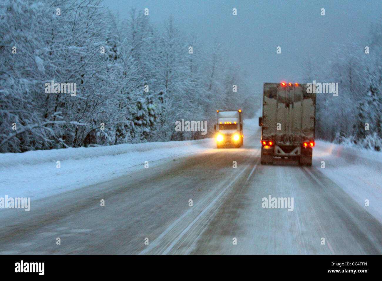 40,524.02069 winter 18 wheelers trucks night snowstorm slick snow ...
