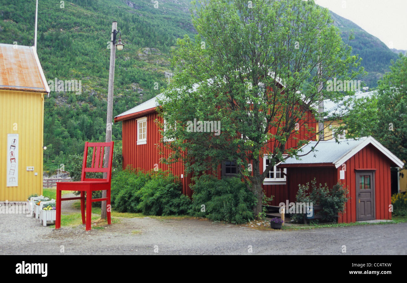 Chair sculpture, Storgata Street, Mosjoen, Nordlands, Norway Stock ...