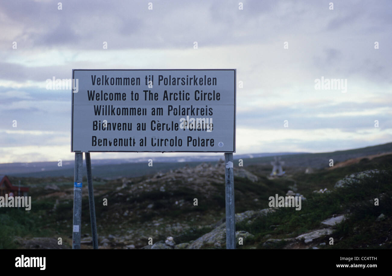 Welcome to arctic circle sign, Norway Stock Photo - Alamy