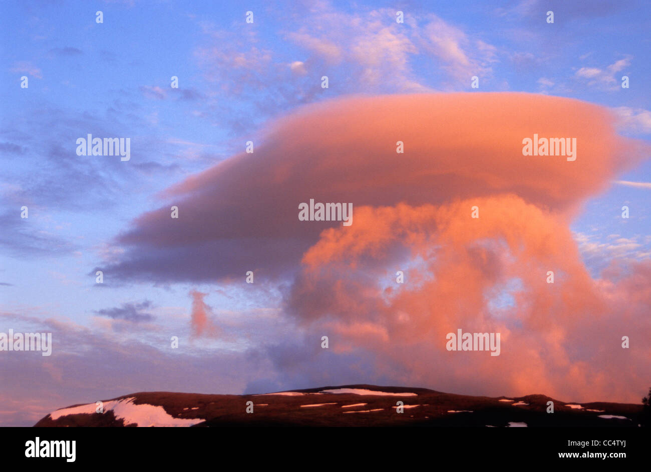 Sunset sky with an anvil cloud, Nordland, Norway Stock Photo - Alamy