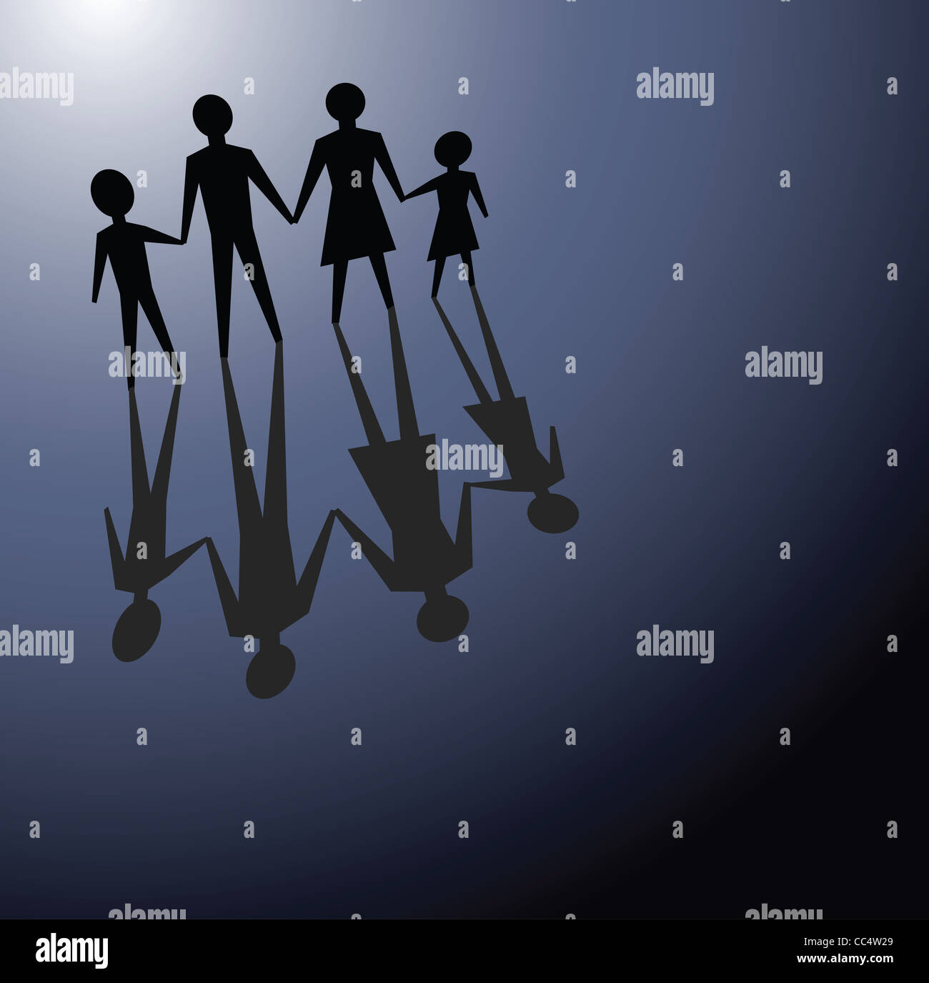 illustrations to convey concepts of family problems, in a darkness ...