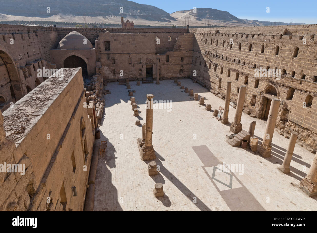 View from the roof of open courtyard at The Coptic White Monastery near ...