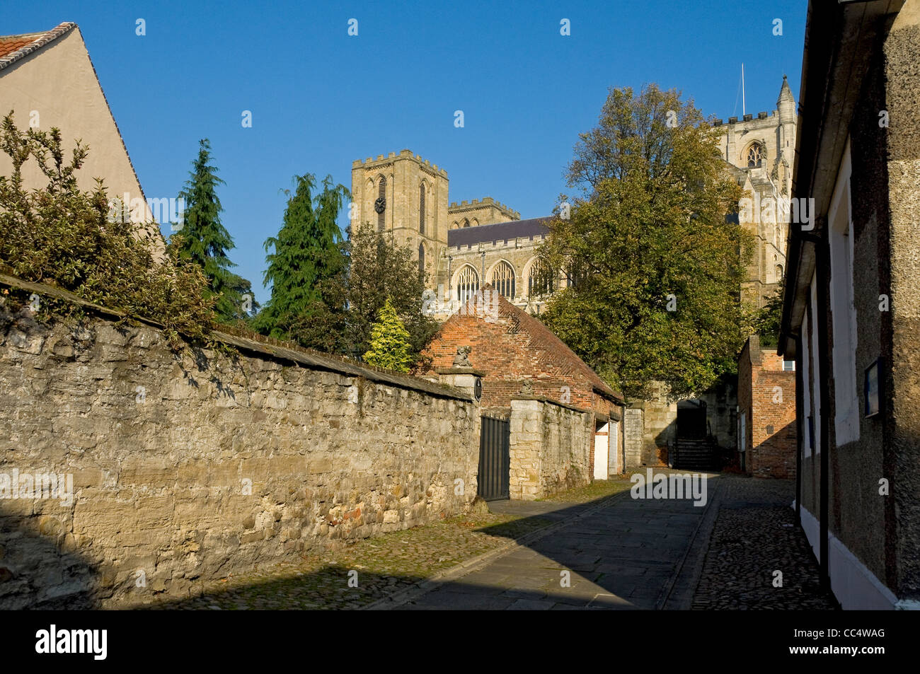 Looking from Minster Close towards the Cathedral Ripon North Yorkshire ...
