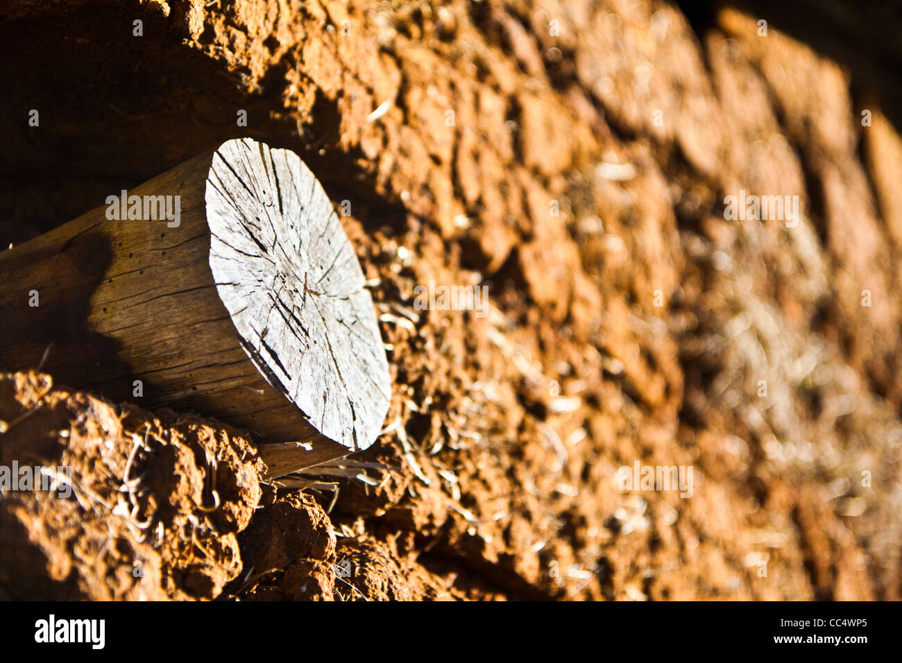 adobe wall mud brown wood support Stock Photo - Alamy