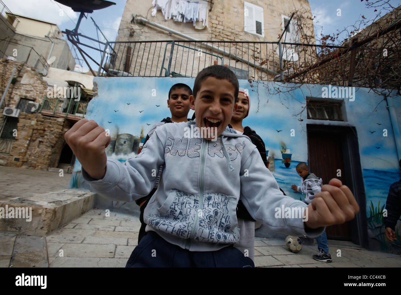 Israeli Arab children playing in the old city of Acre Northern Israel ...