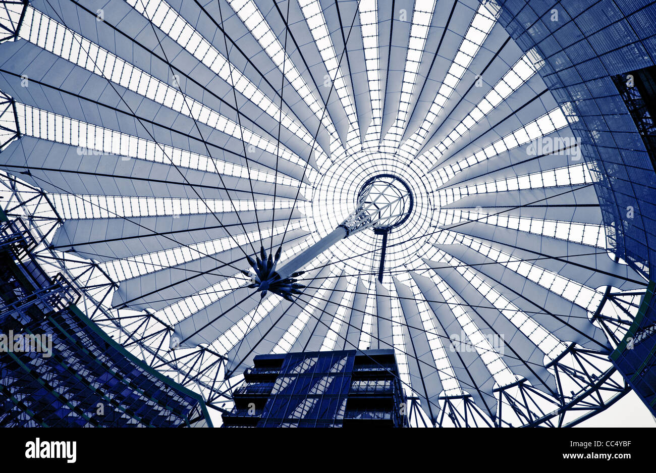 futuristic design of roof in Berlin, black and white picture, Germany ...