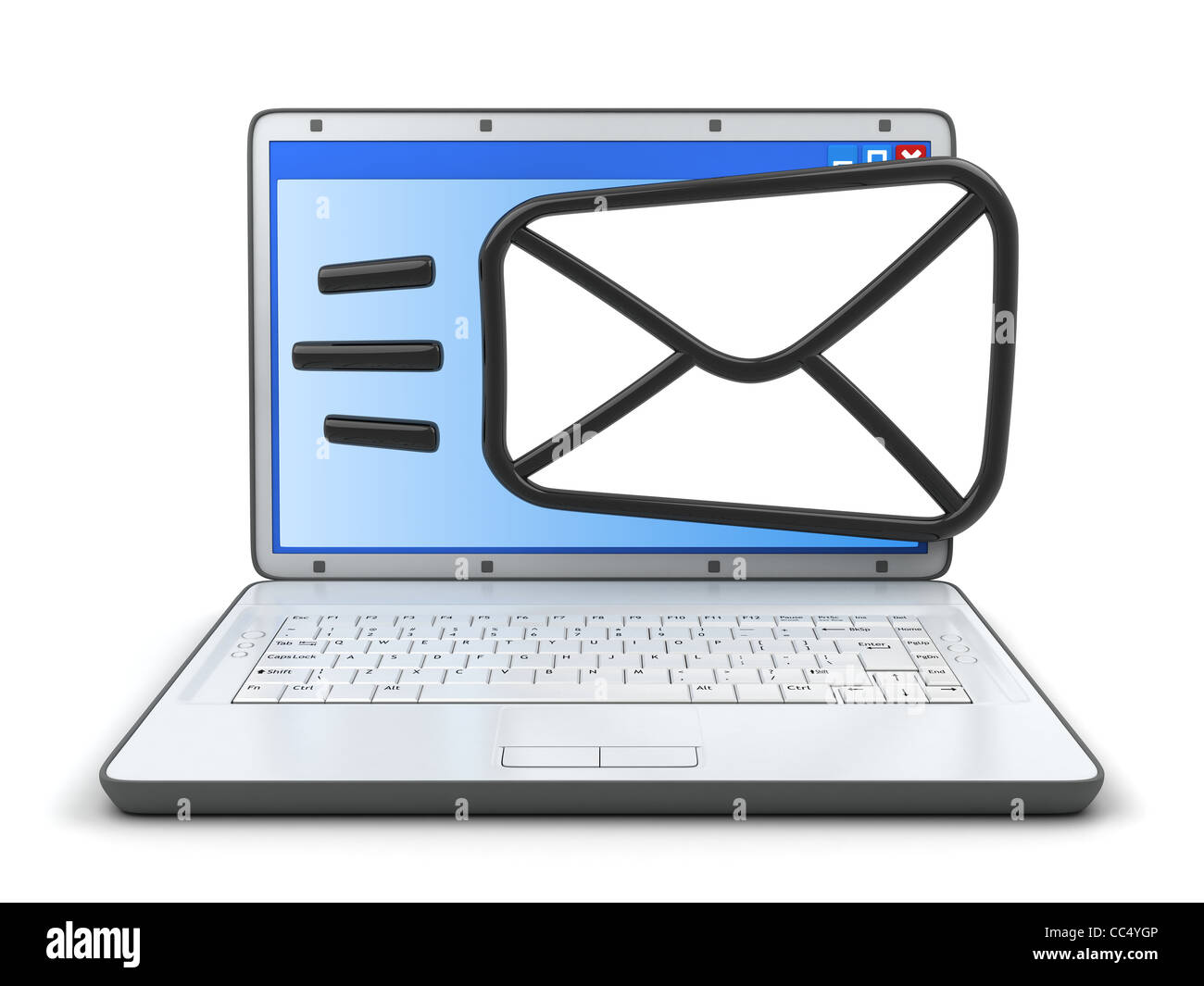 White laptop and mail (done in 3d Stock Photo - Alamy