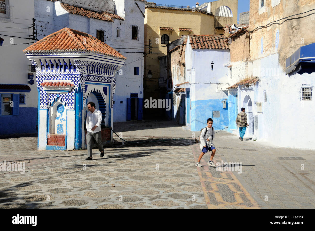 Street scene in Chefchaouen, also known as Chaouen, a small village ...
