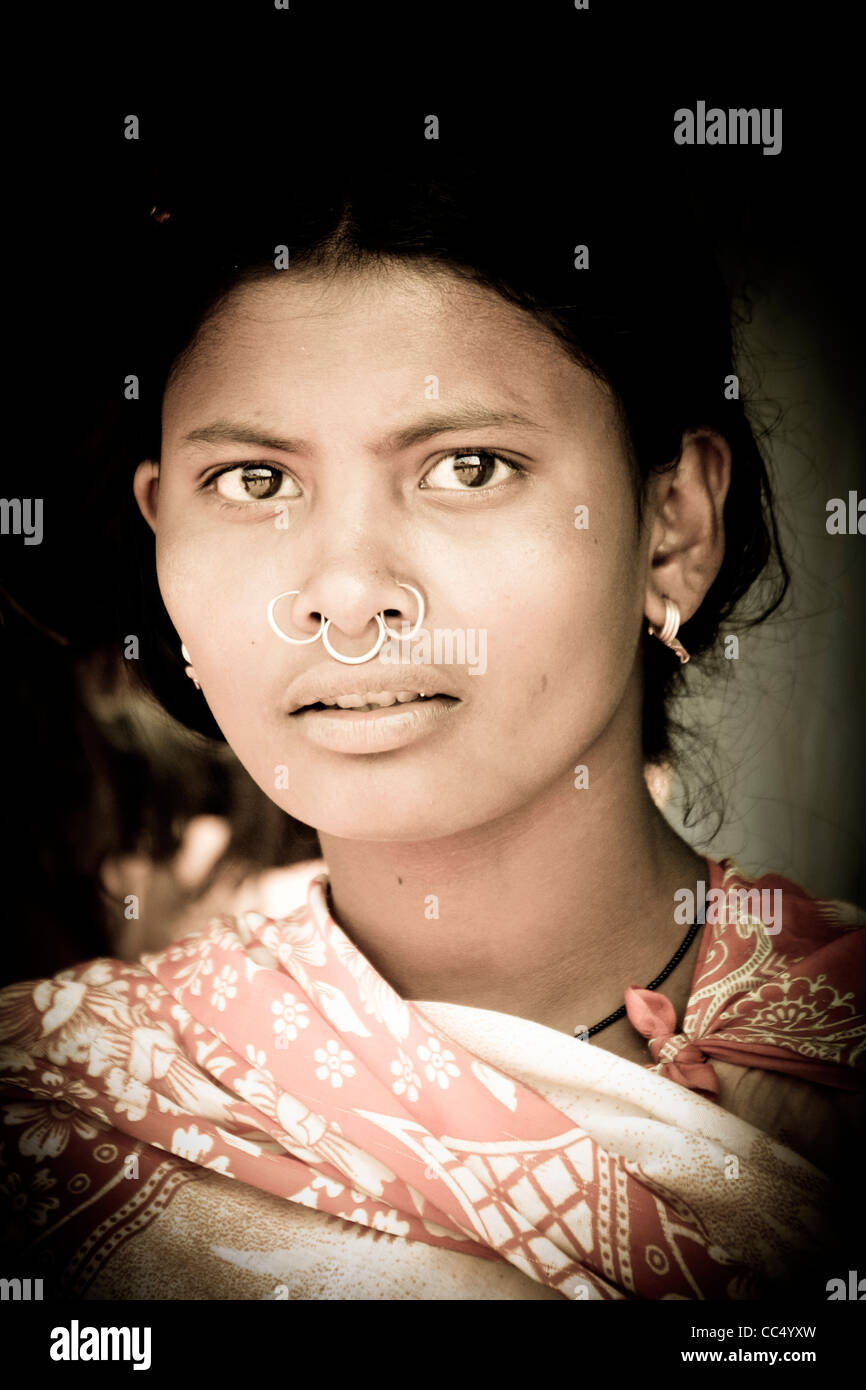 Portrait of a traditional Mali Tribeswoman at the remote village of ...
