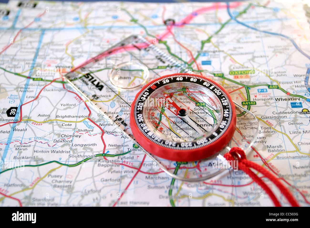 Walking Compass And Map Stock Photo - Alamy