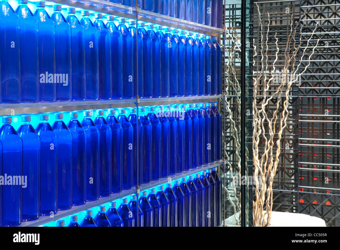 Display Shelf Full Of Blue Bottles Xiu Bar Yintai Center Beijing