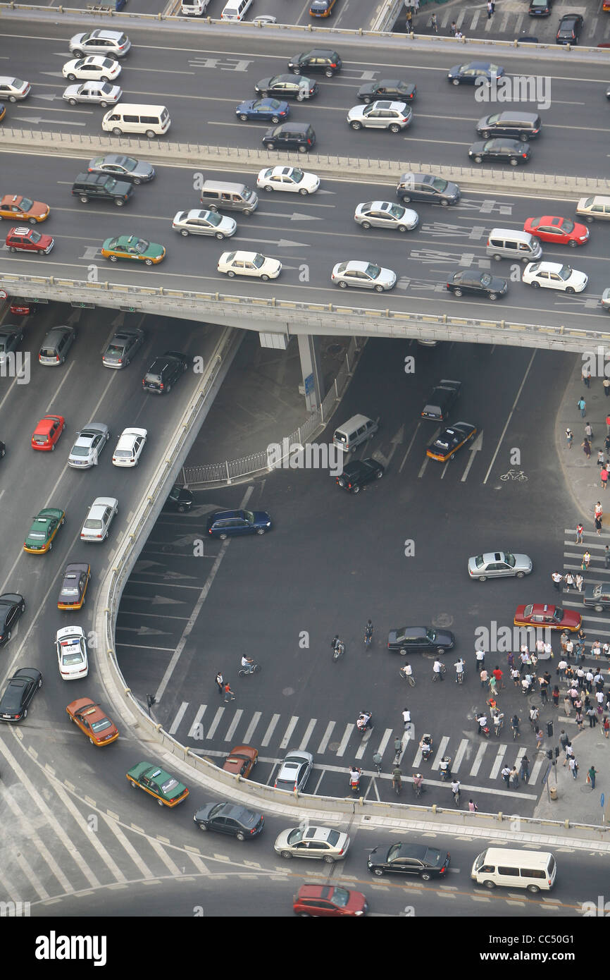 Busy highway in Central Business District, Beijing, China Stock Photo ...