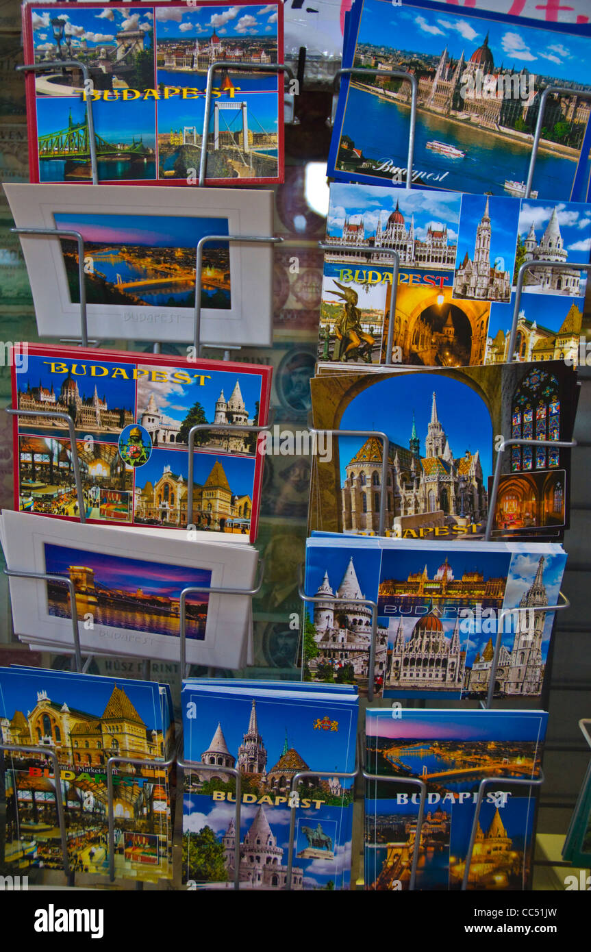 Budapest-themed postcards in Nagycsarnok the Great Market Hall central ...