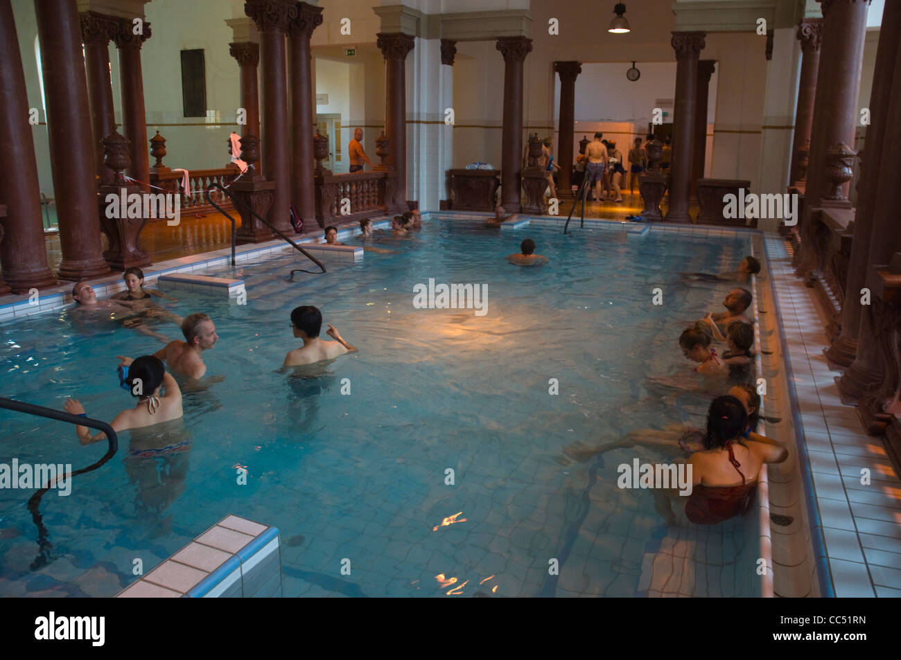 Inside pools Szechenyi fürdö the famous spa in City Park central ...