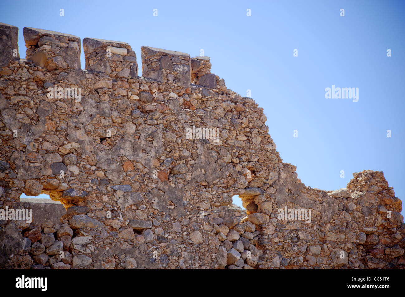 Ruins of an old castle close to Loutro village in Southern Cretem ...