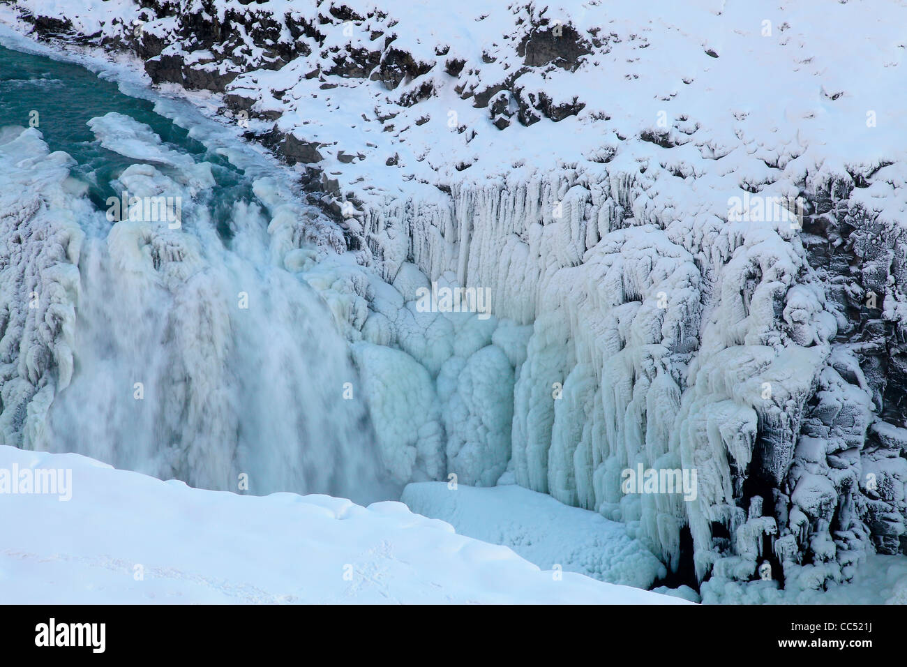 Waterfall Gullfoss frozen water during winter , Iceland Stock Photo - Alamy