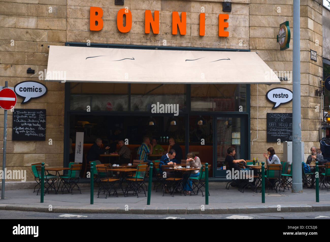 Bonnie restaurant and cafe along Realtanoda utca street central ...