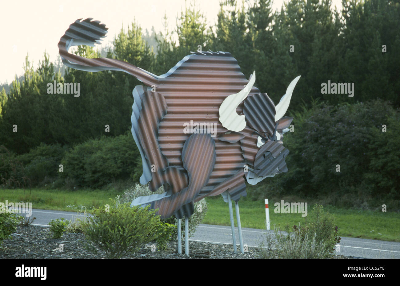New Zealand Bull Ring Pub Sign made from corrugated Iron Stock Photo ...