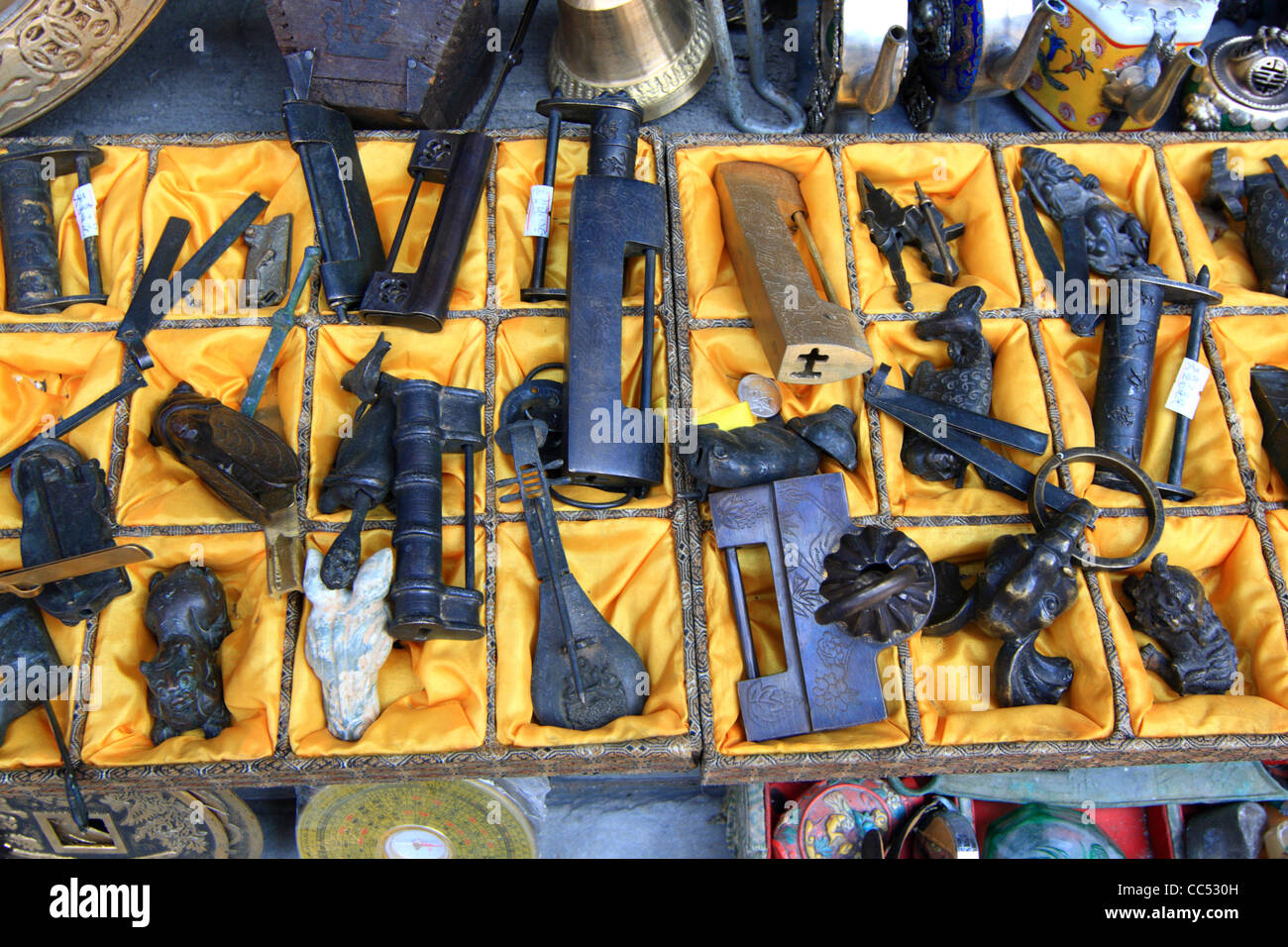 Various traditional locks sold in Panjiayuan Antique Market, Beijing ...