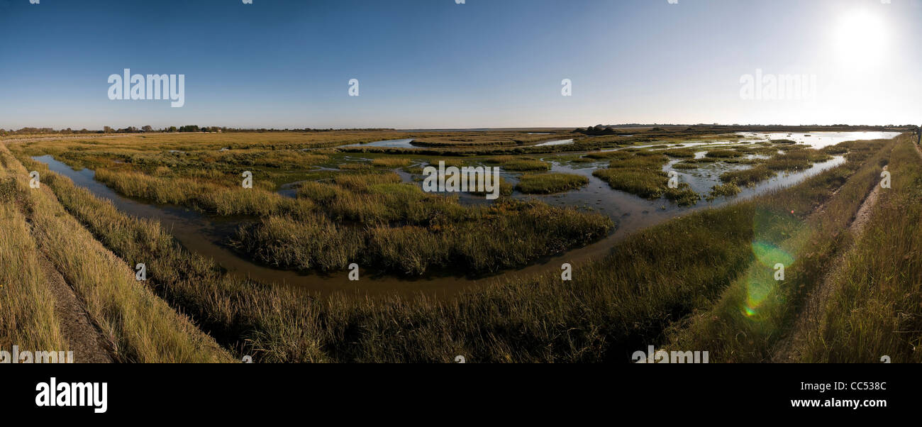 Panorama of Pagham Harbour Nature Reserve, West Sussex, UK Stock Photo ...