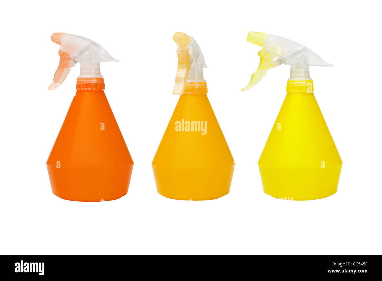Three Color Plastic Spray Bottles on White Background Stock Photo - Alamy