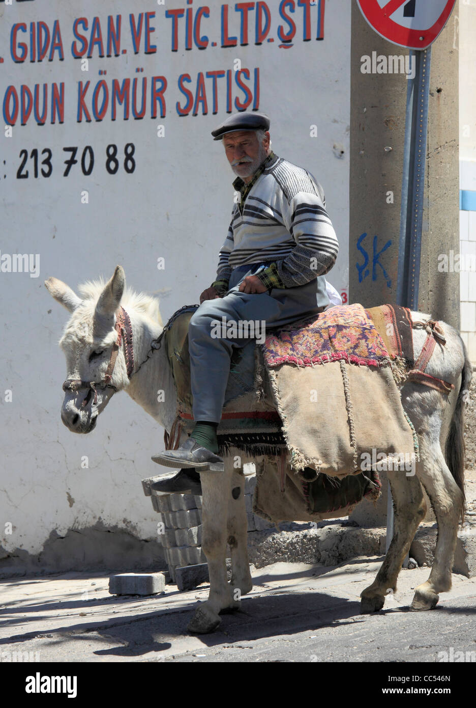 Turkey, Mardin, man riding a donkey Stock Photo - Alamy