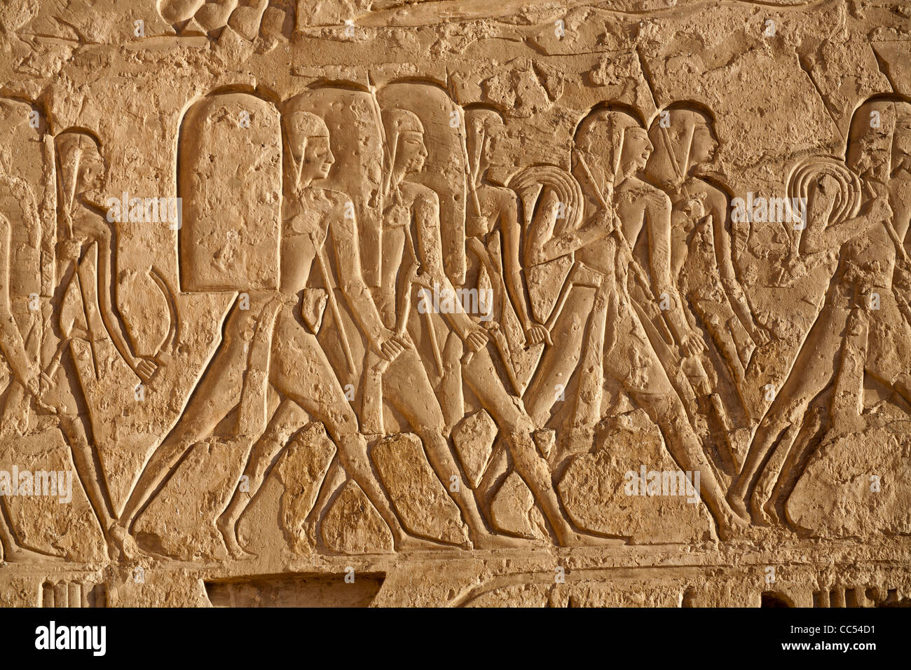 View of relief of army at the Mortuary Temple of Pharaoh Ramesses III ...