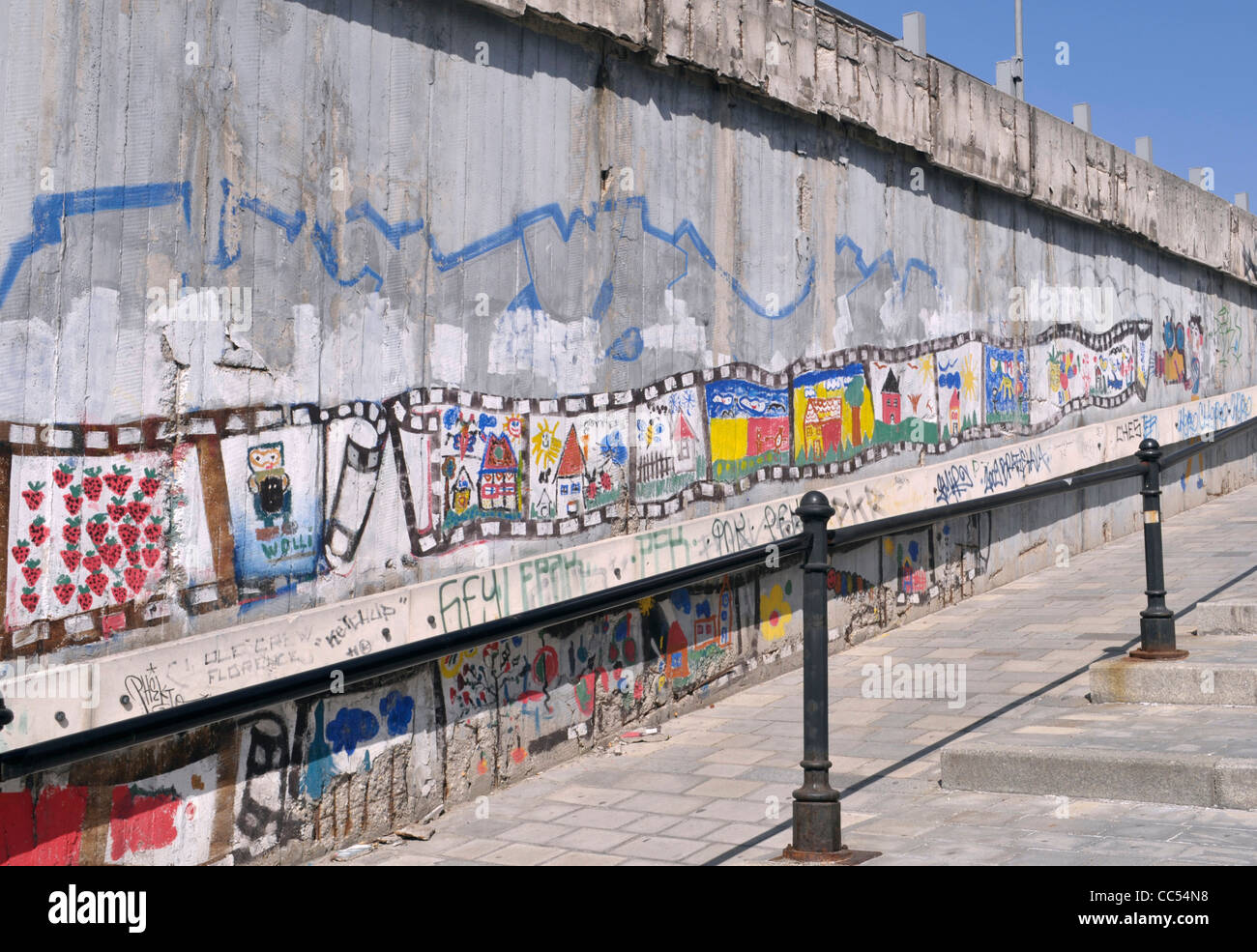 Decorated wall along a sloped street, Bratislava Stock Photo - Alamy