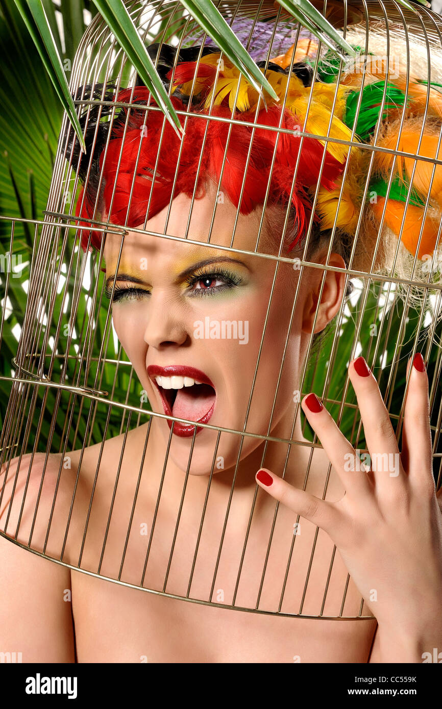 Woman looking parrots hi-res stock photography and images - Alamy