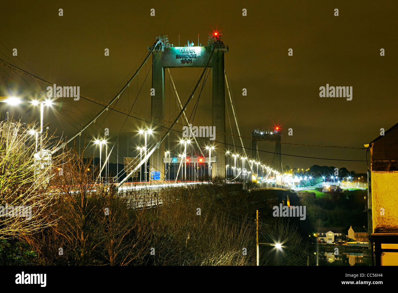 Tamar Bridge from Lower Fore Street, Saltash, Cornwall Stock Photo - Alamy