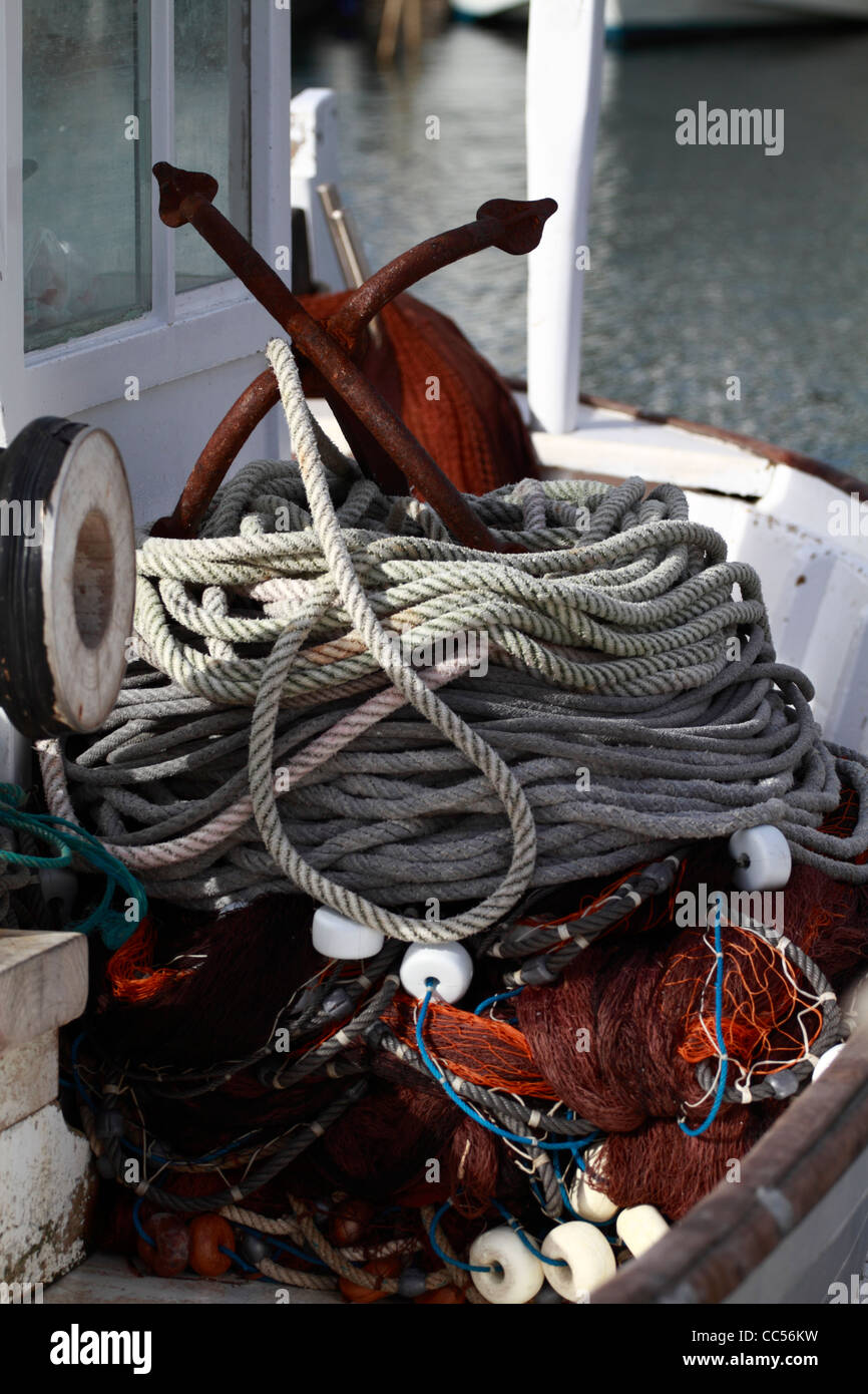 Detail view of a "Llaut",traditional ibizan fisherman´s boat Stock ...