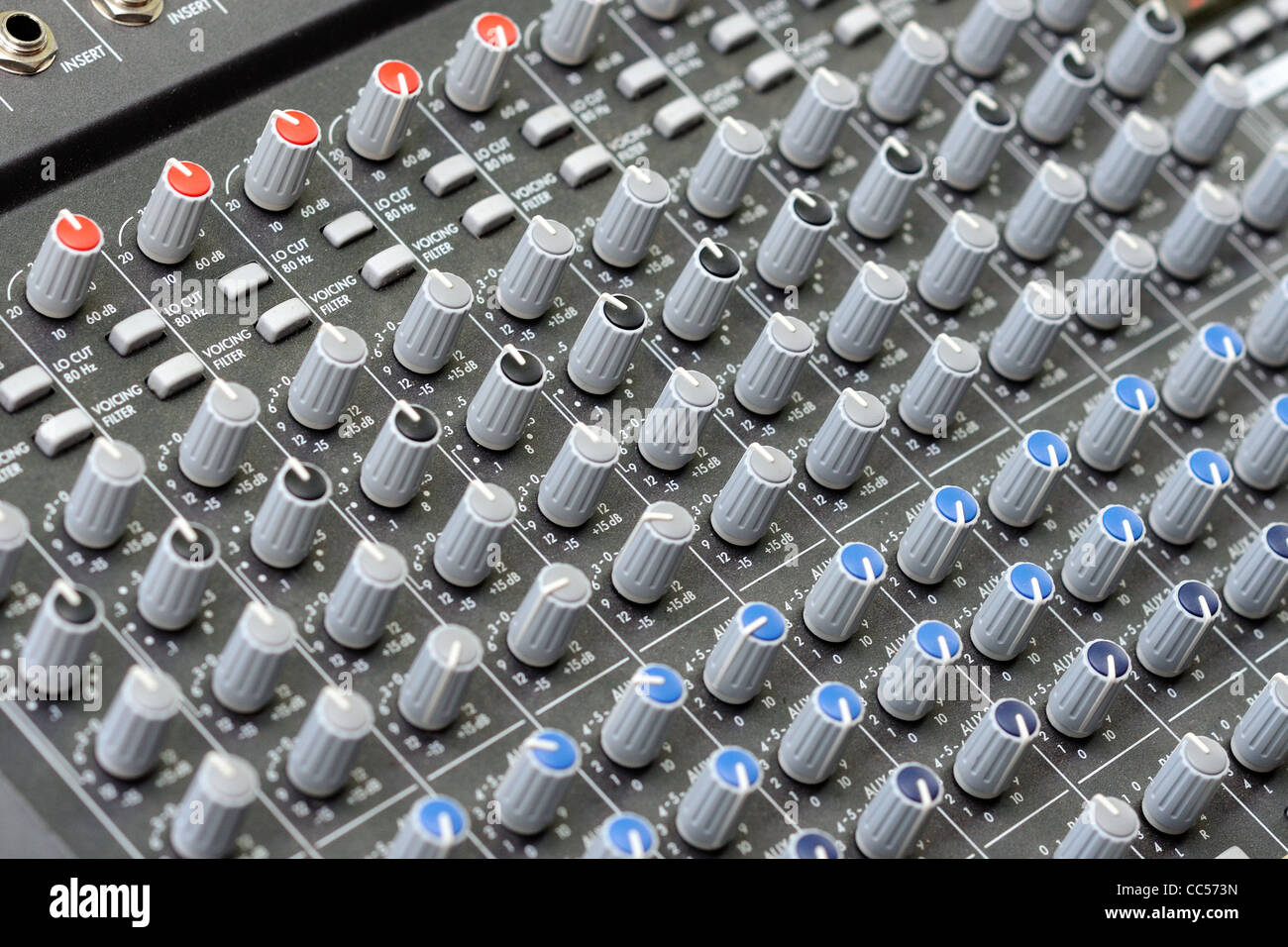 sound mixer with buttons and potentiometers Stock Photo - Alamy