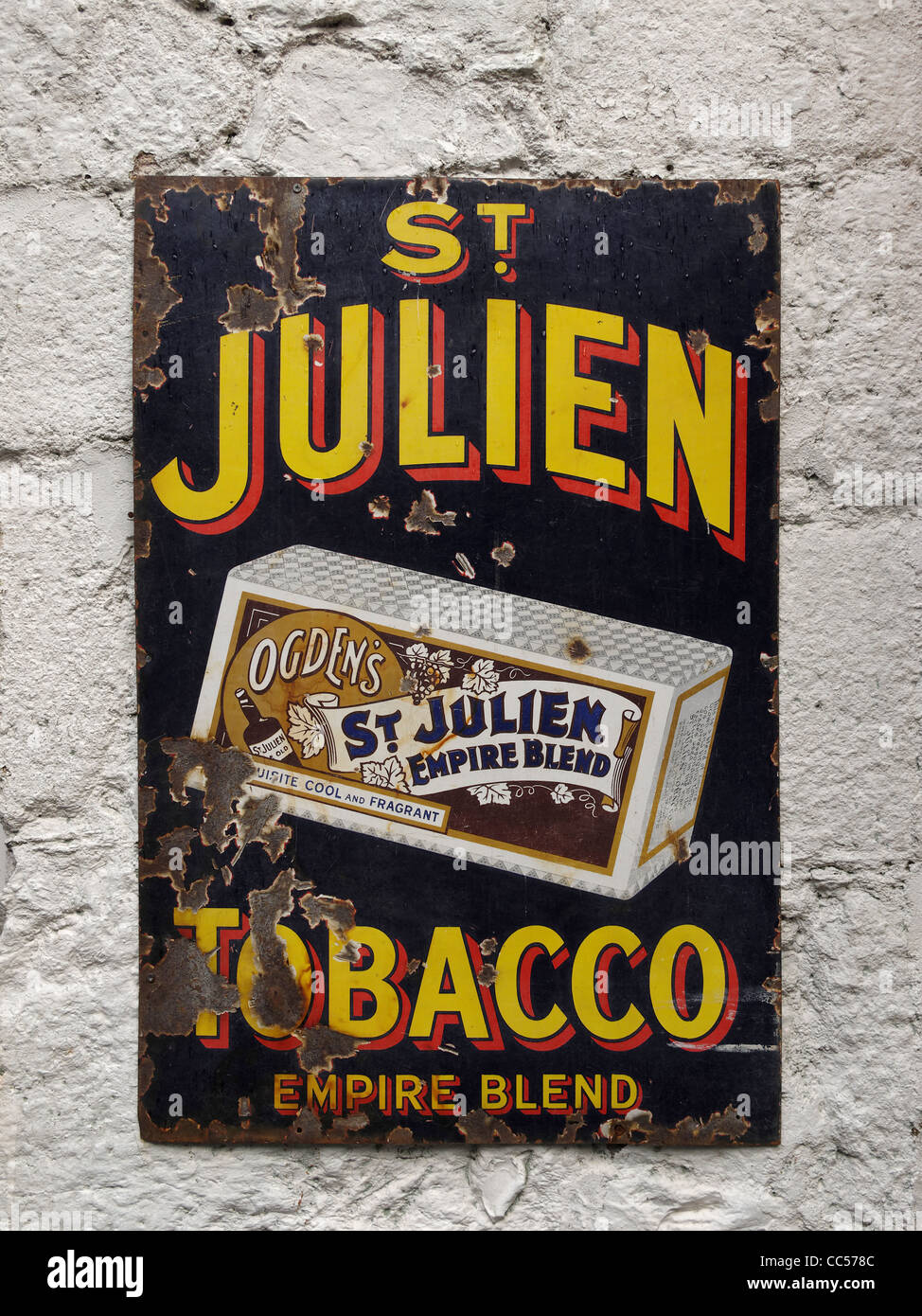 An old enamel sign advertising Ogden's St Julien tobacco. Plymouth ...