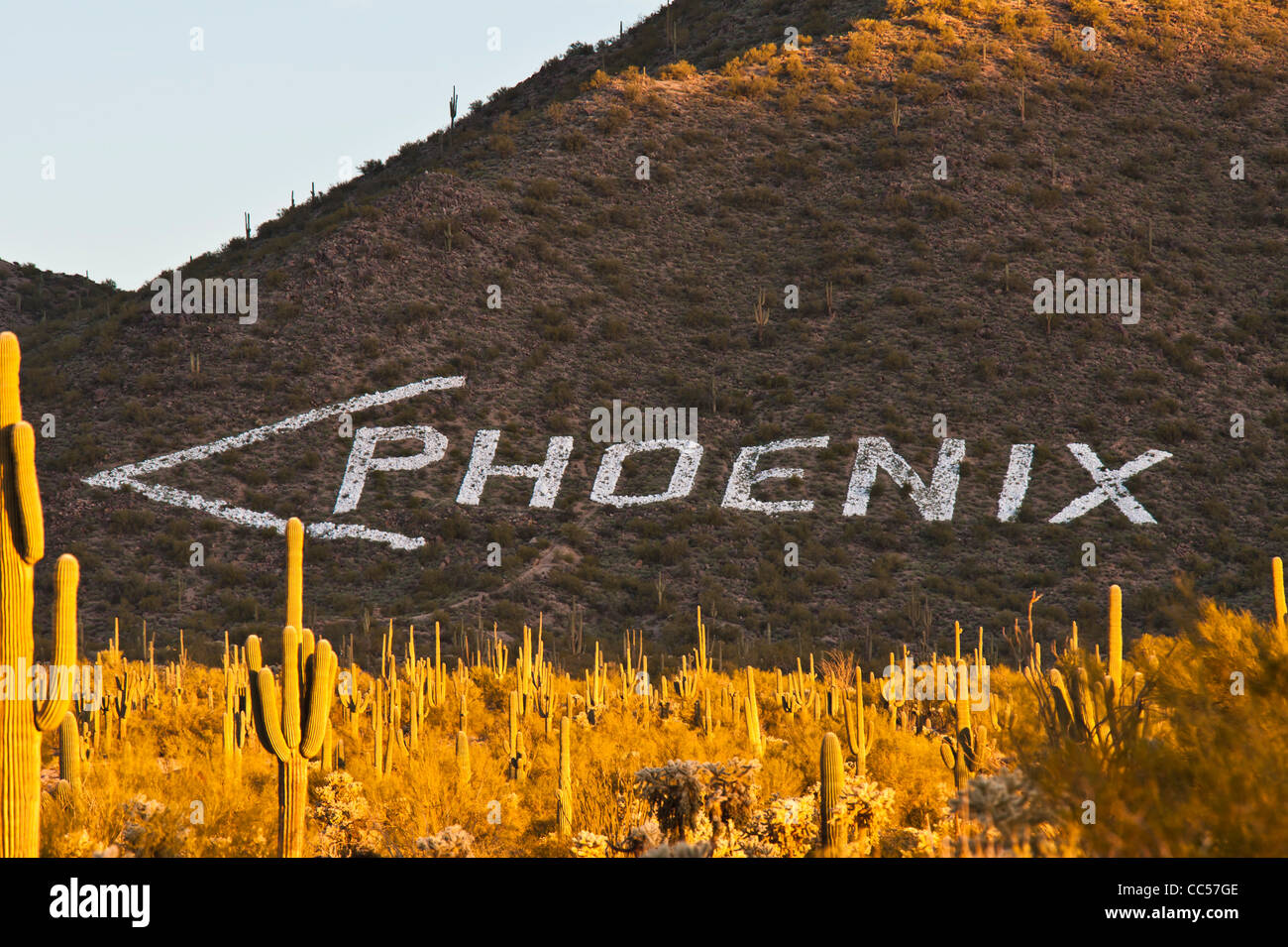 The iconic "Phoenix" sign at the top of Usery Pass in East Mesa ...