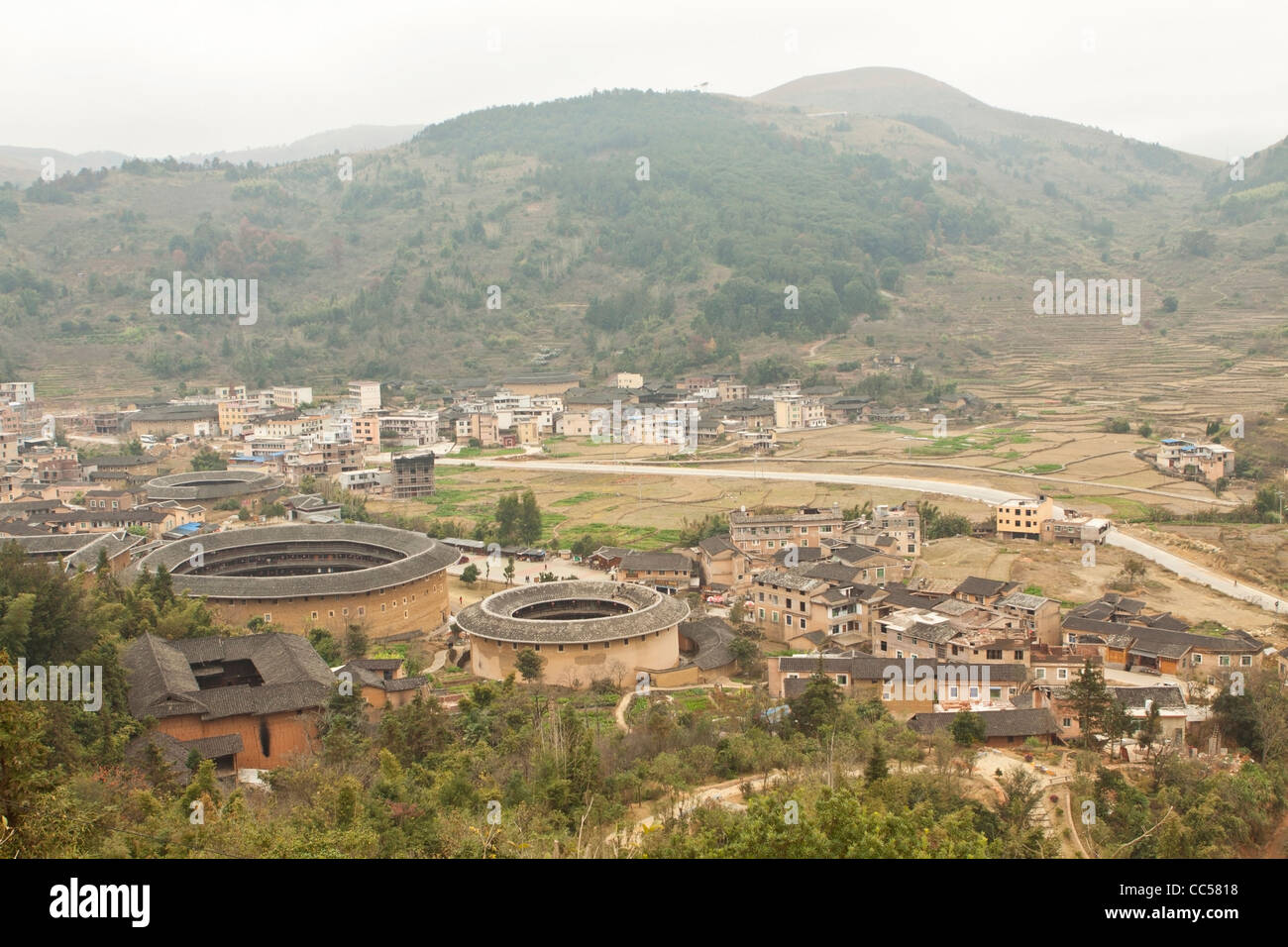 Tulou view from the top in Fujian, China Stock Photo - Alamy
