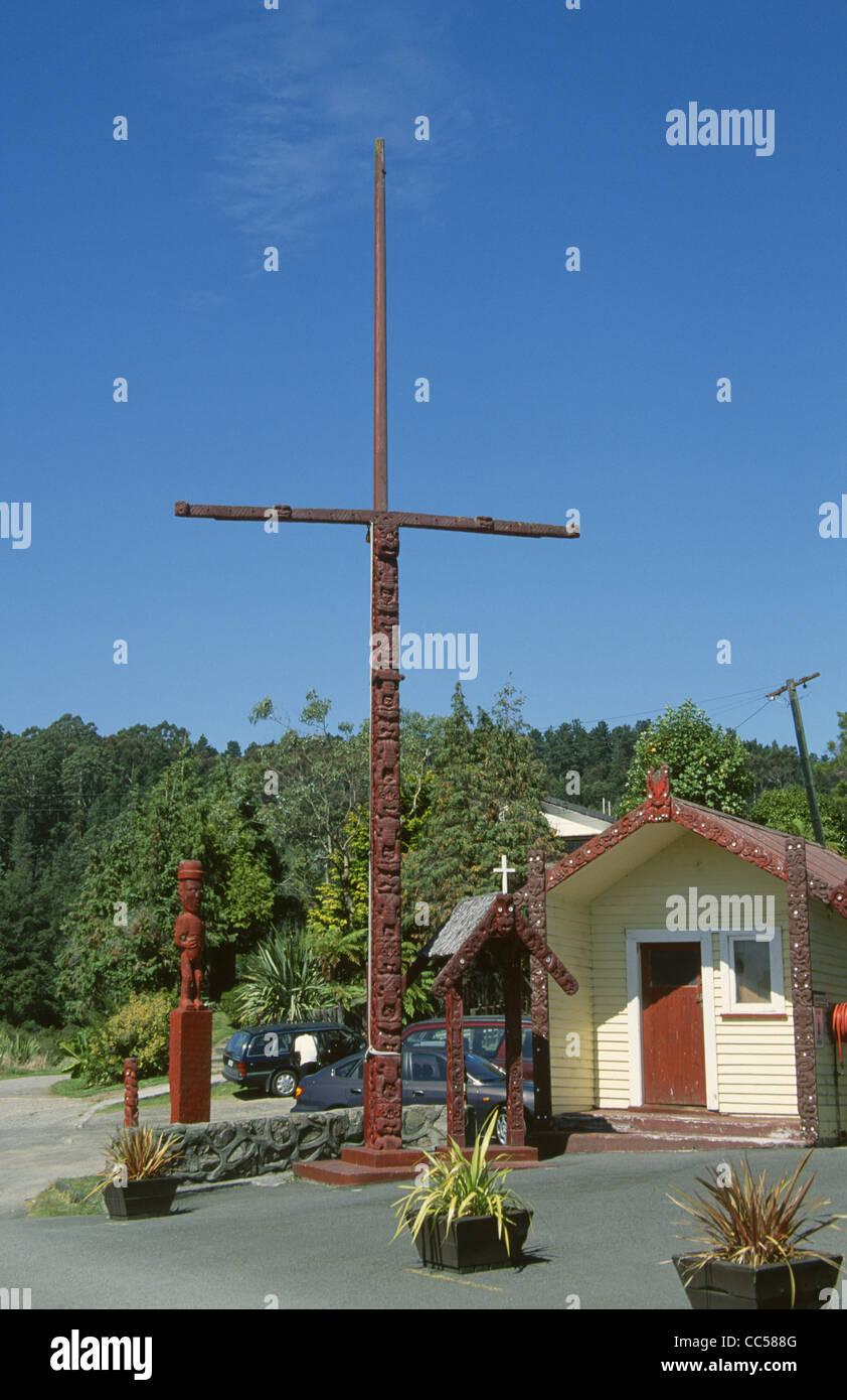 New Zealand Rotorua Whakarewarewa Maori Village Cross outside Wahiao ...