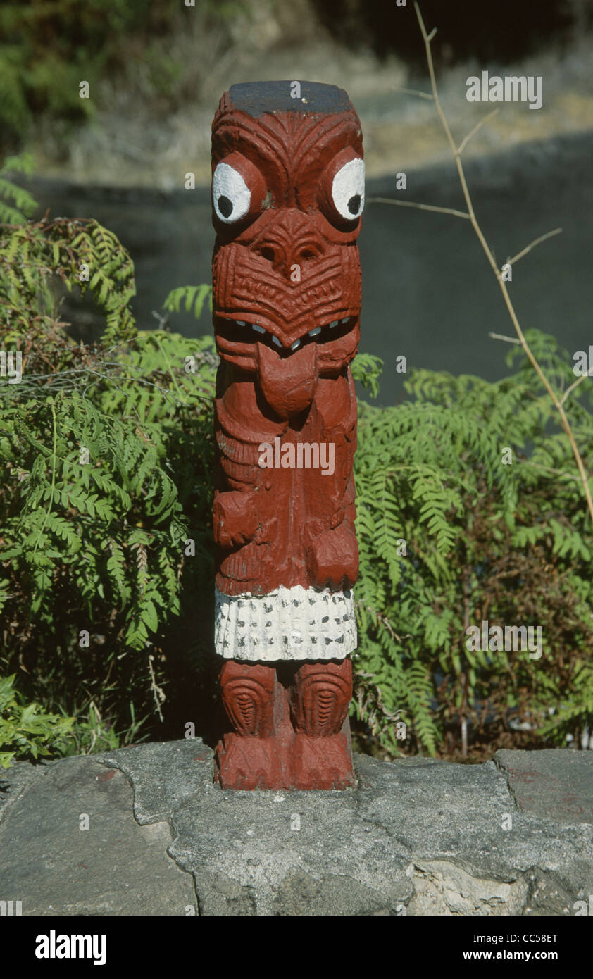New Zealand Rotorua Whakarewarewa Maori Village Carved figures Stock ...
