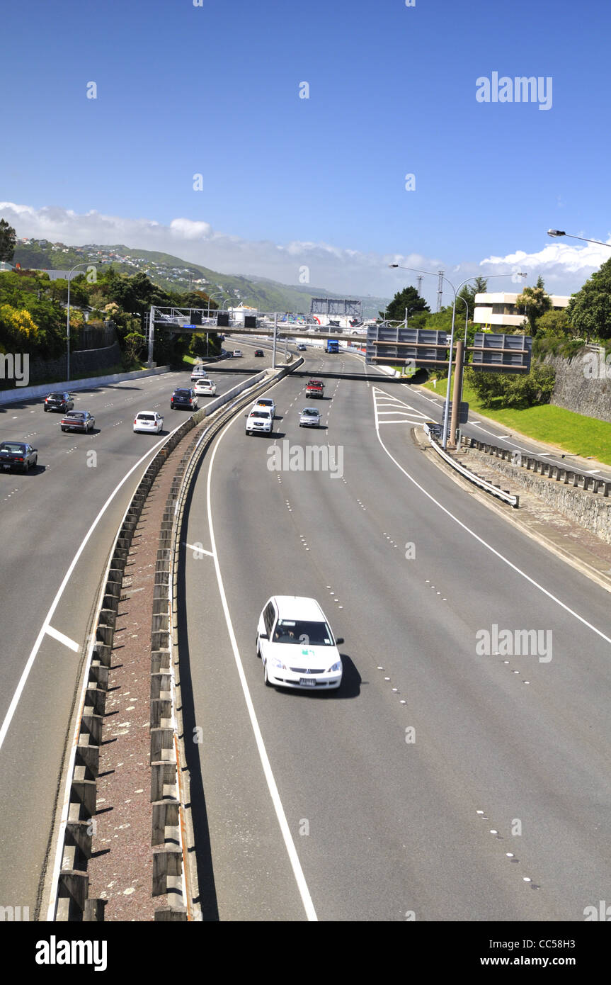 Wellington urban motorway SH1, New Zealand Stock Photo - Alamy
