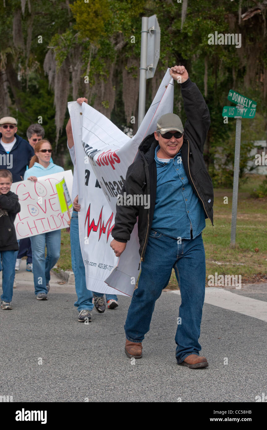 Participants in the annual Walk For Life rally in the small North ...