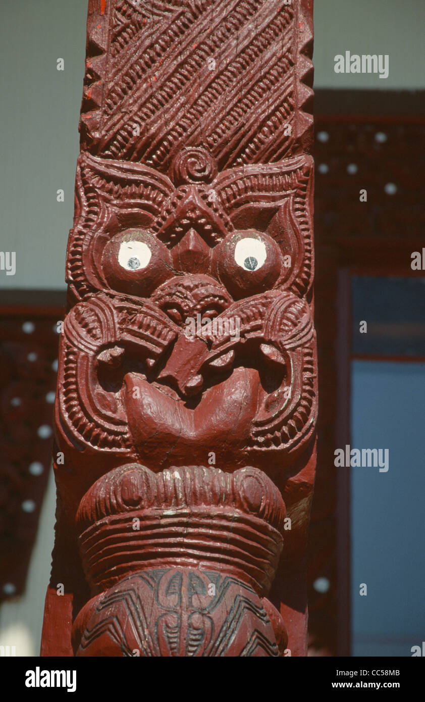 New Zealand Rotorua Whakarewarewa Maori Village Carved figures Stock ...