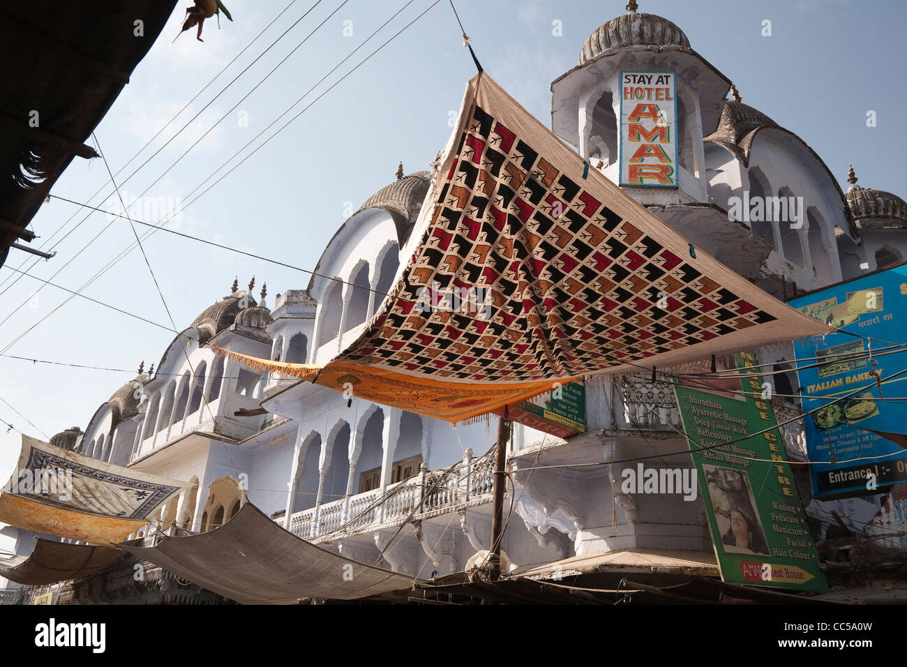 Sun shades in the street, Pushkar - Rajasthan, India Stock Photo - Alamy