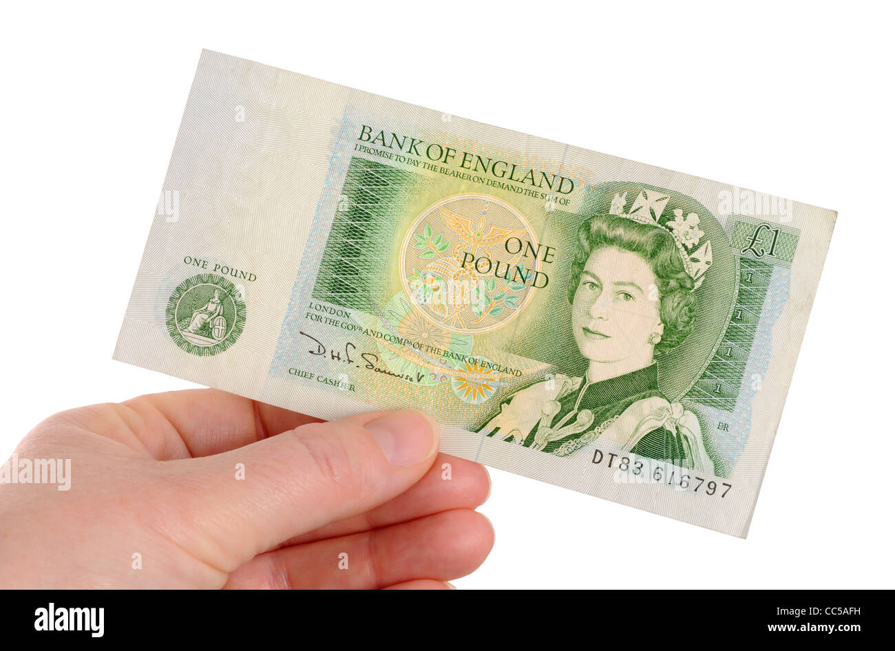 One pound note, old style British one pound note Stock Photo - Alamy