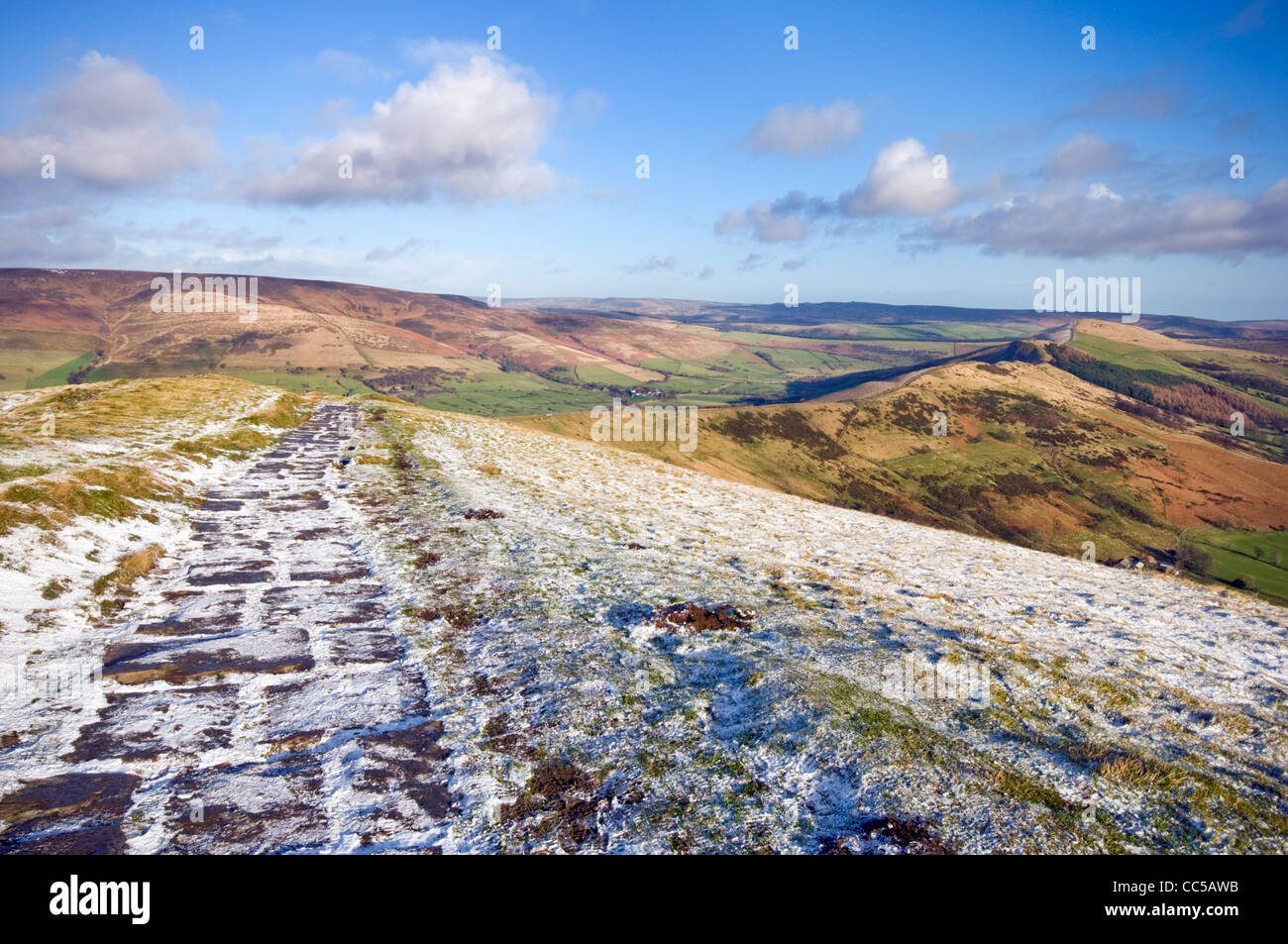 The path from the top of Mam Tor towards the Great Ridge in the Peak ...