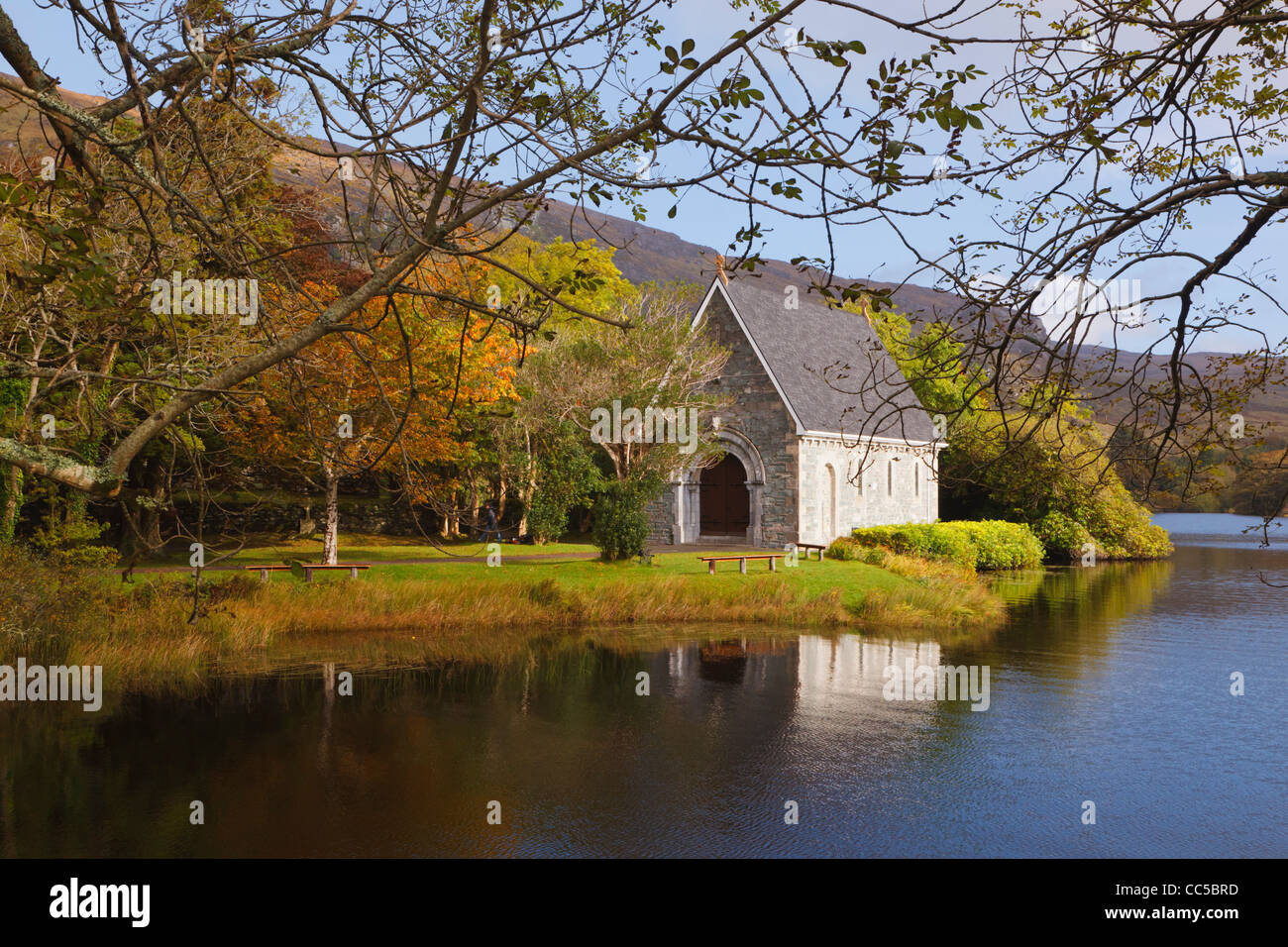 St. Finbarr's Oratory on shore of Gougane Barra Lake in Gougane Barra ...