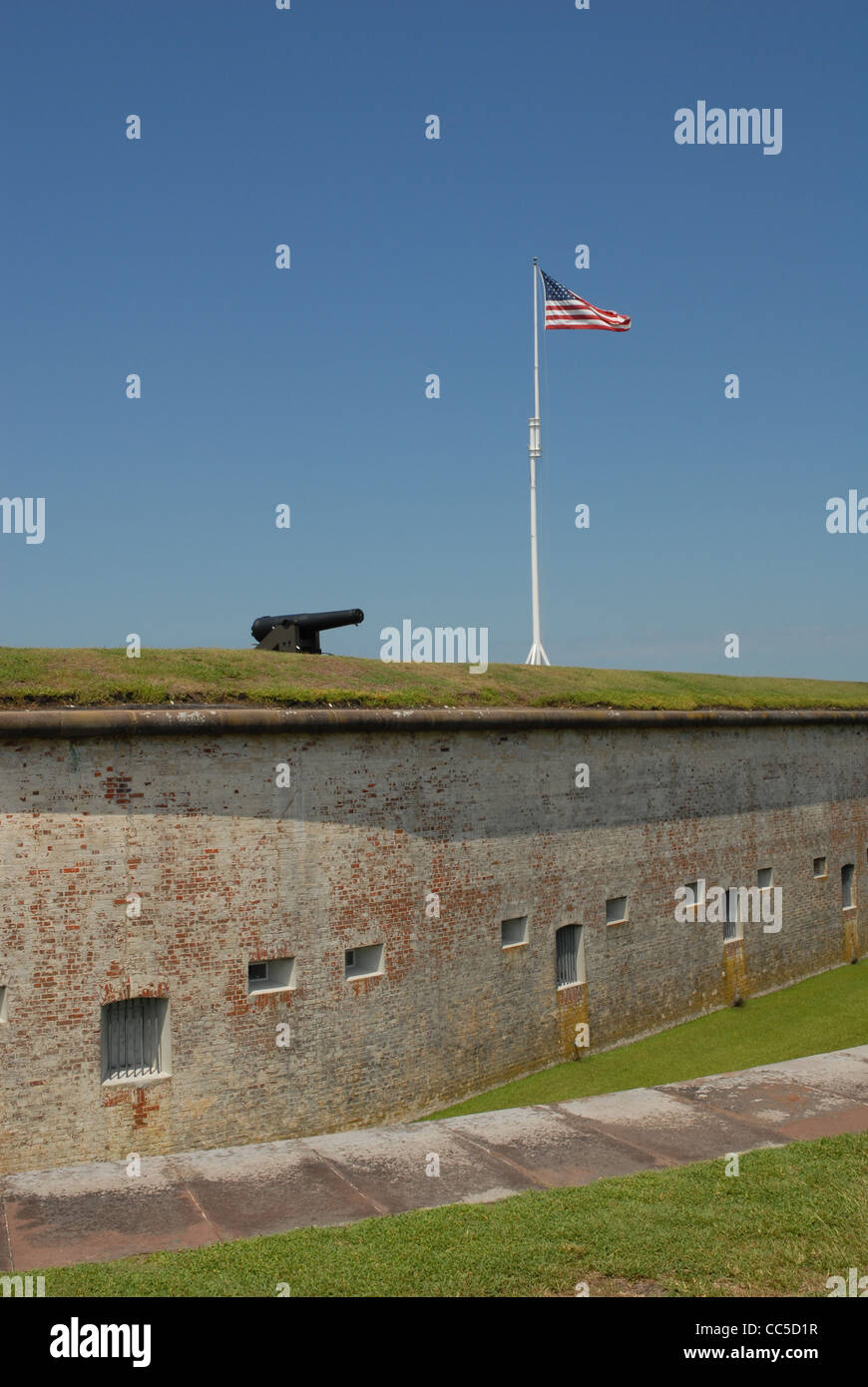 The US Flag flying over Fort Macon State Park Stock Photo - Alamy
