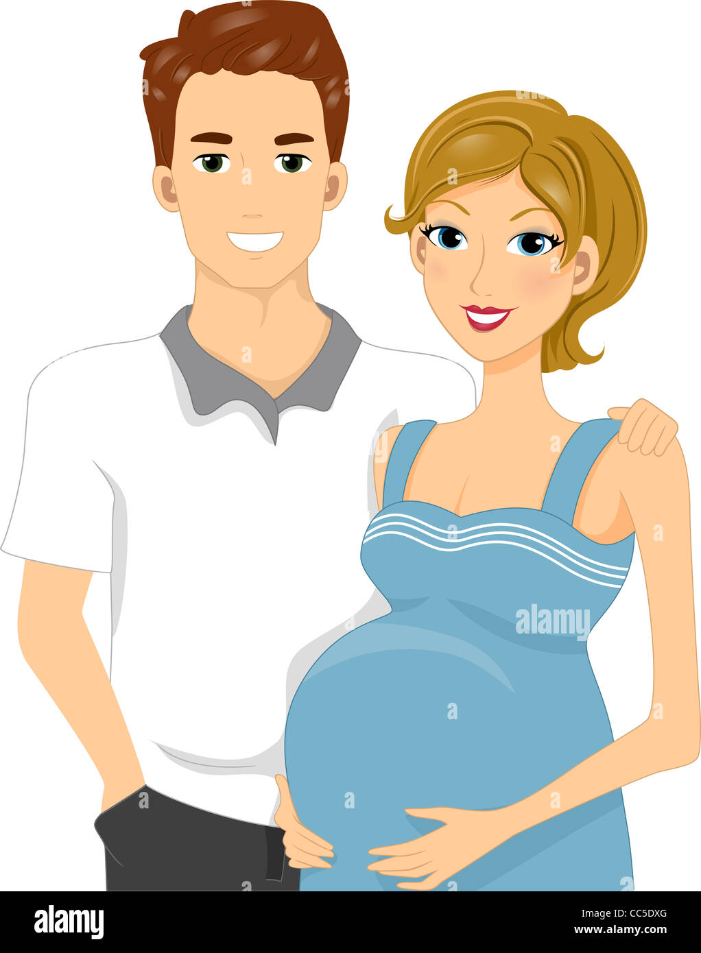Illustration of Expecting Parents Standing Side by Side Stock Photo - Alamy